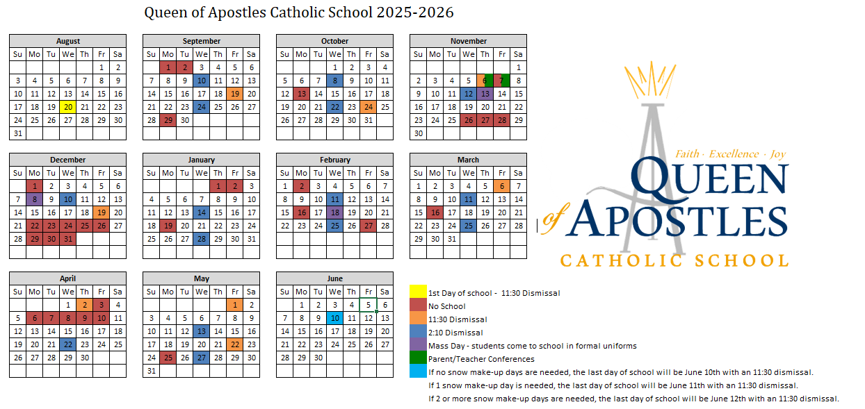 Calendar - Queen of Apostles School